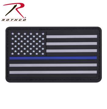 rothco Thin Blue Line PVC U.S. Flag Patch w/Hook Back VIAOS(Viatransports Order System)