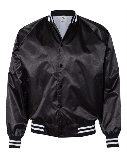 augusta sportswear Satin Baseball Jacket/Striped Trim VIAOS ...