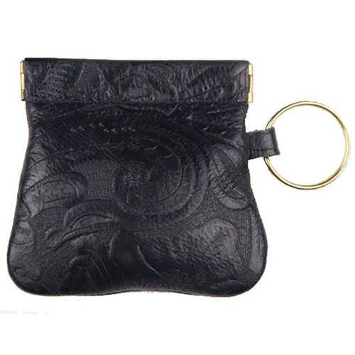 western express USA製 - Black Tooled Leather Squeeze Coin Purse with Key ...